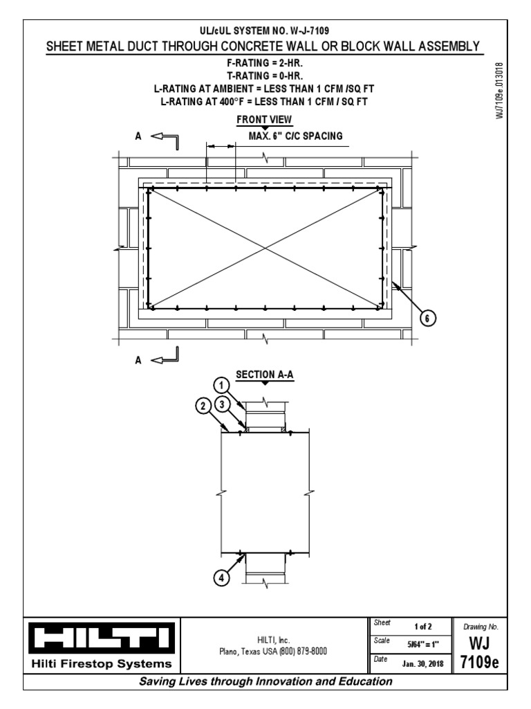 Sheet Metal Duct Through Concrete Wall or Block Wall Assembly | PDF