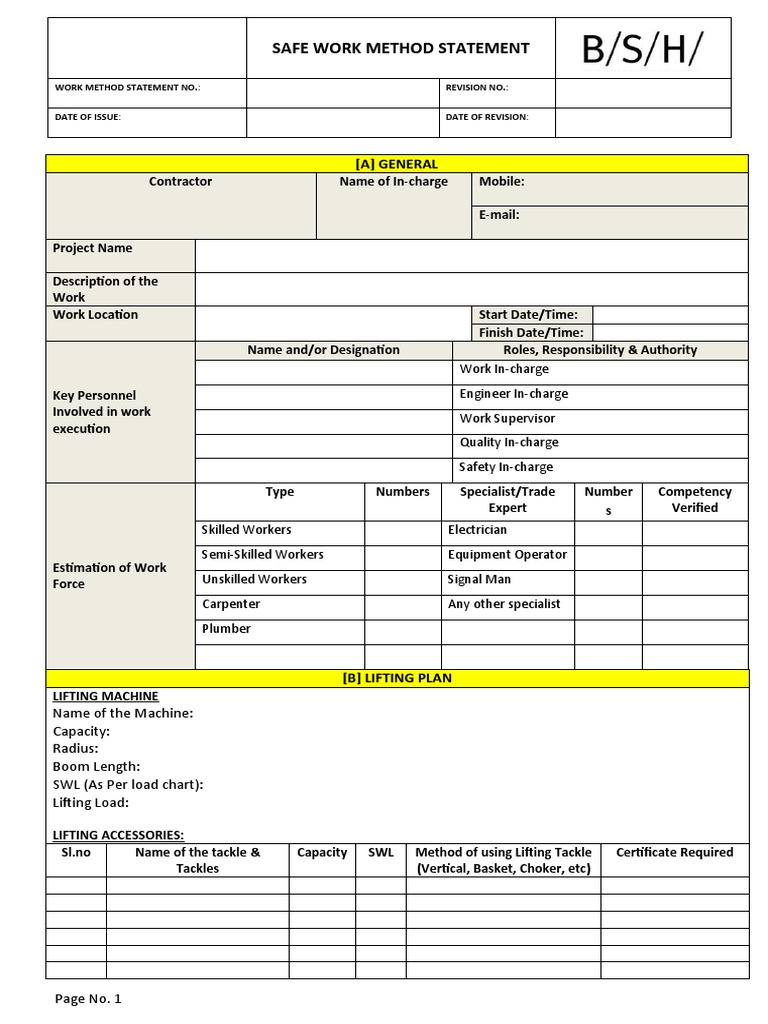 BSH Safe Work Method Statement | PDF | Hazards | Safety