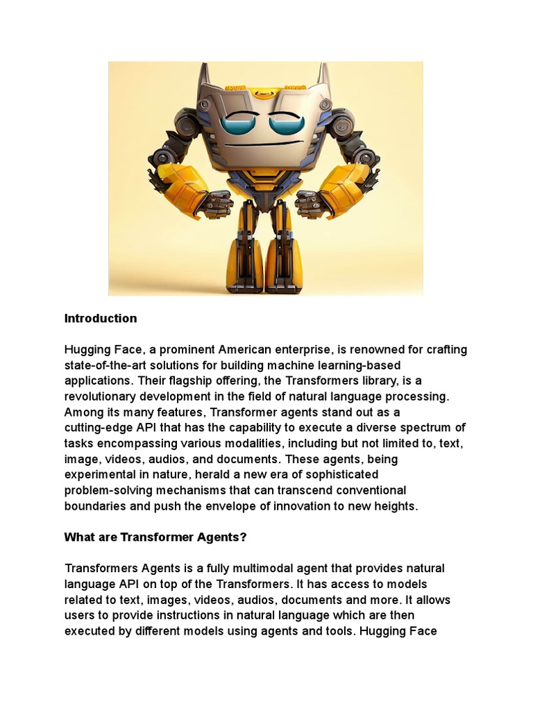 Transformer Agents Revolutionizing NLP With Hugging Face's Open-Source Tools | PDF