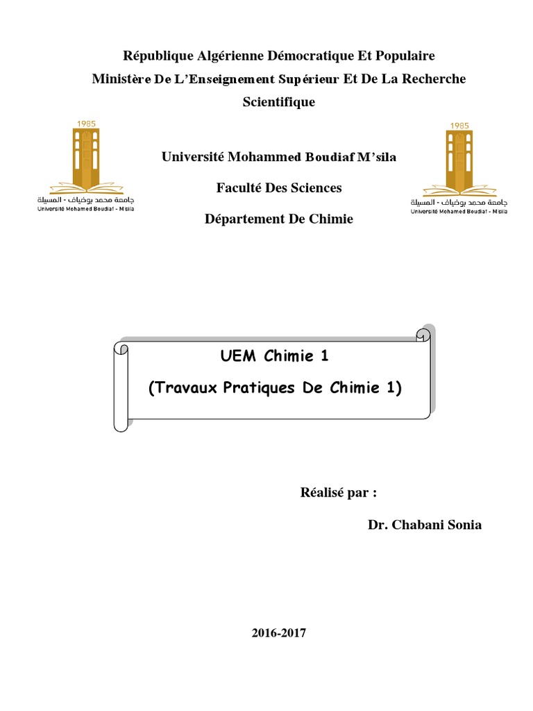 Travaux Pratiques de Chimie 1 : Sécurité et Méthodes | PDF | Titrage ...