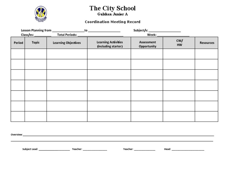 Coordination Meeting Format 2022-23 | PDF