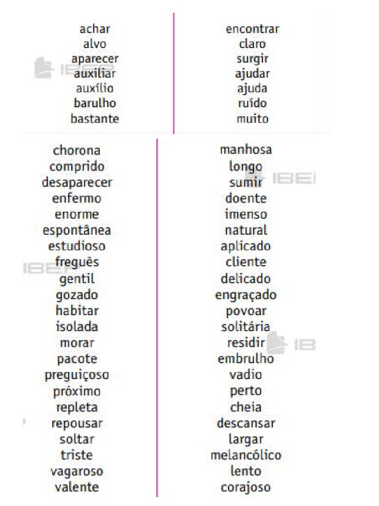 Jogo Do Sinonimo | PDF