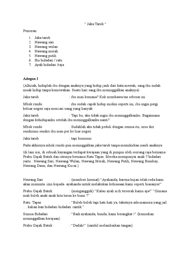 Jaka Tarub Dialog | PDF