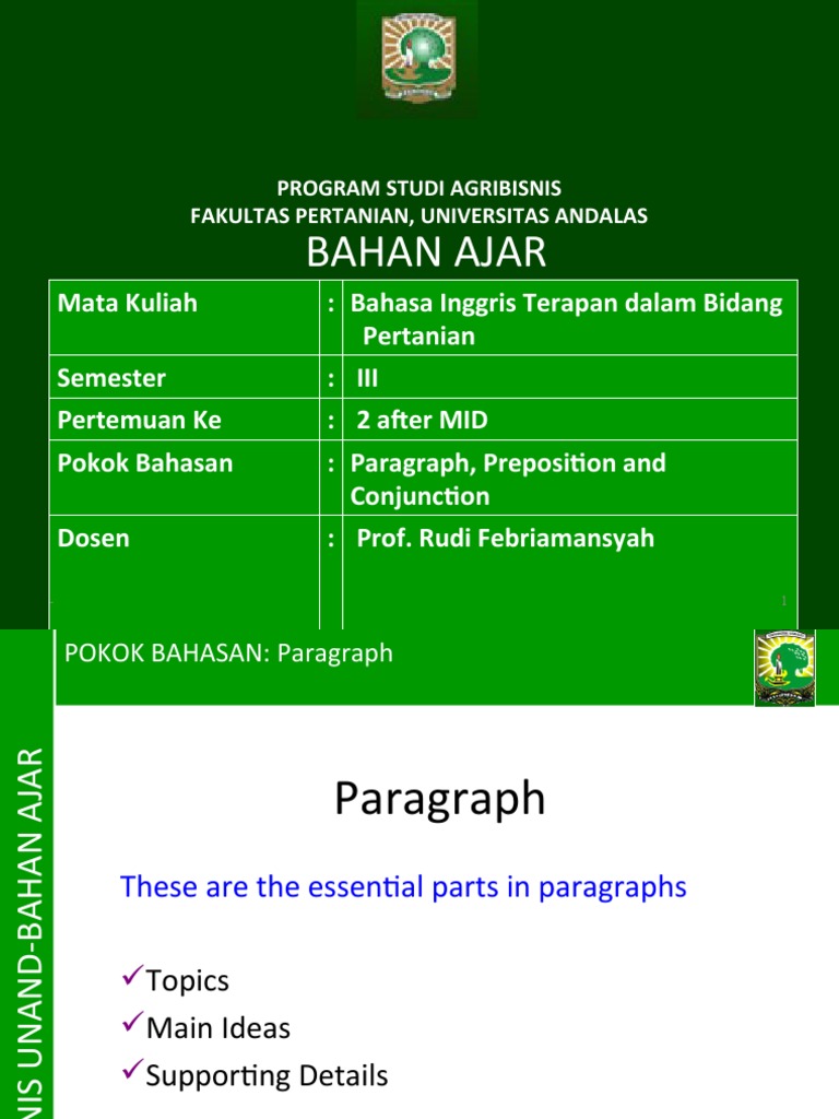 Sesi 2 After MID Paragraph, Prepositions, Conjuctions and Interjections ... Sesi 2 After MID Paragraph, Prepositions, Conjuctions and Interjections ...