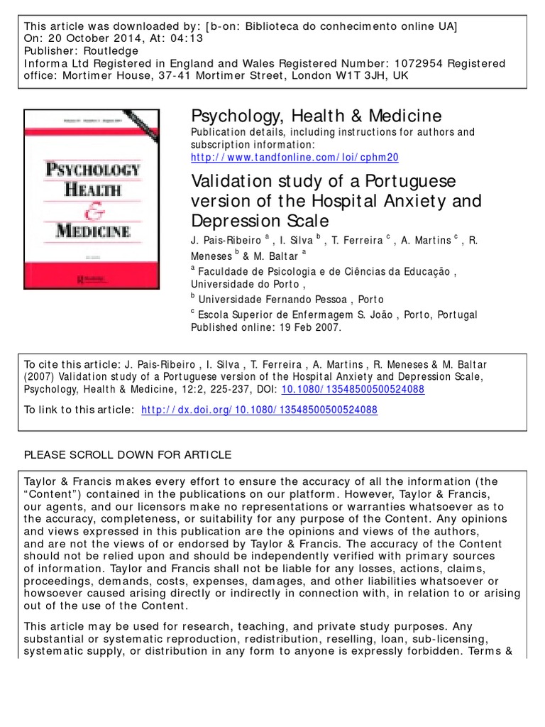 Hads | PDF | Factor Analysis | Anxiety Disorder