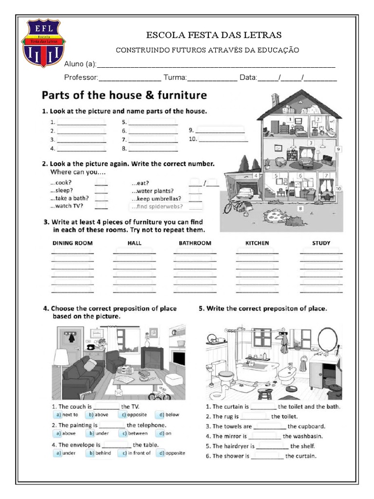 Atividades de Inglês: Partes da Casa | PDF