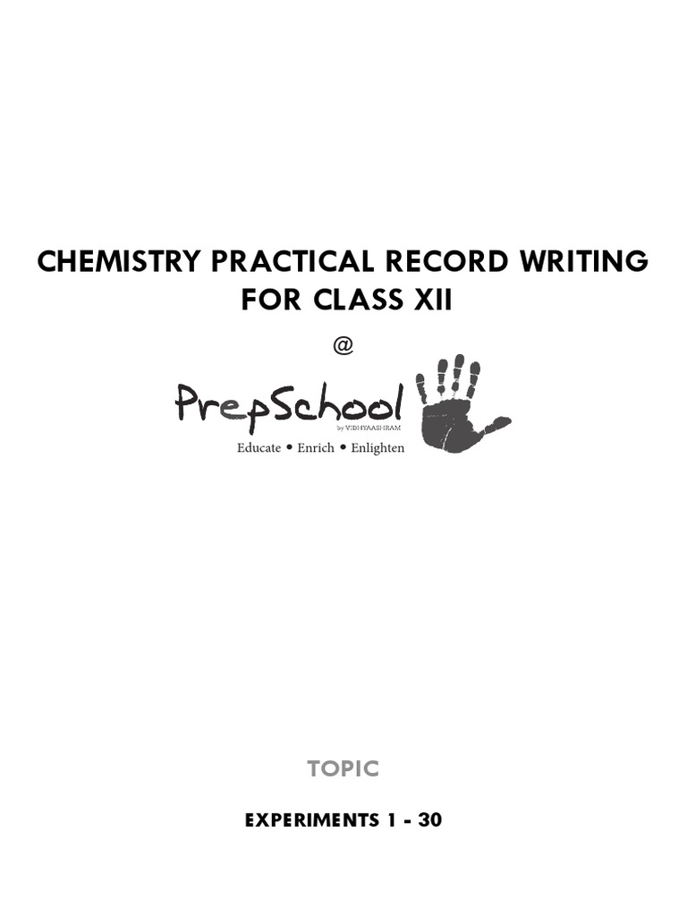 Chemistry - Record Writing Manual - Class XII | PDF | Electrochemistry ...
