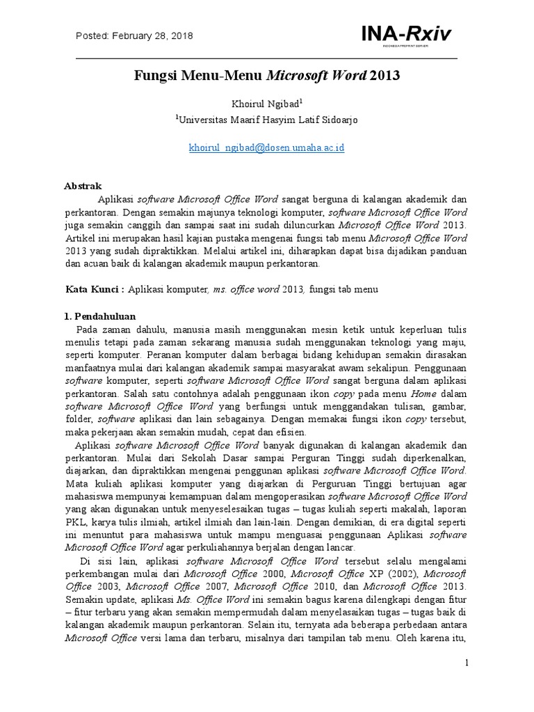 Fungsi Ms Word Alam | PDF