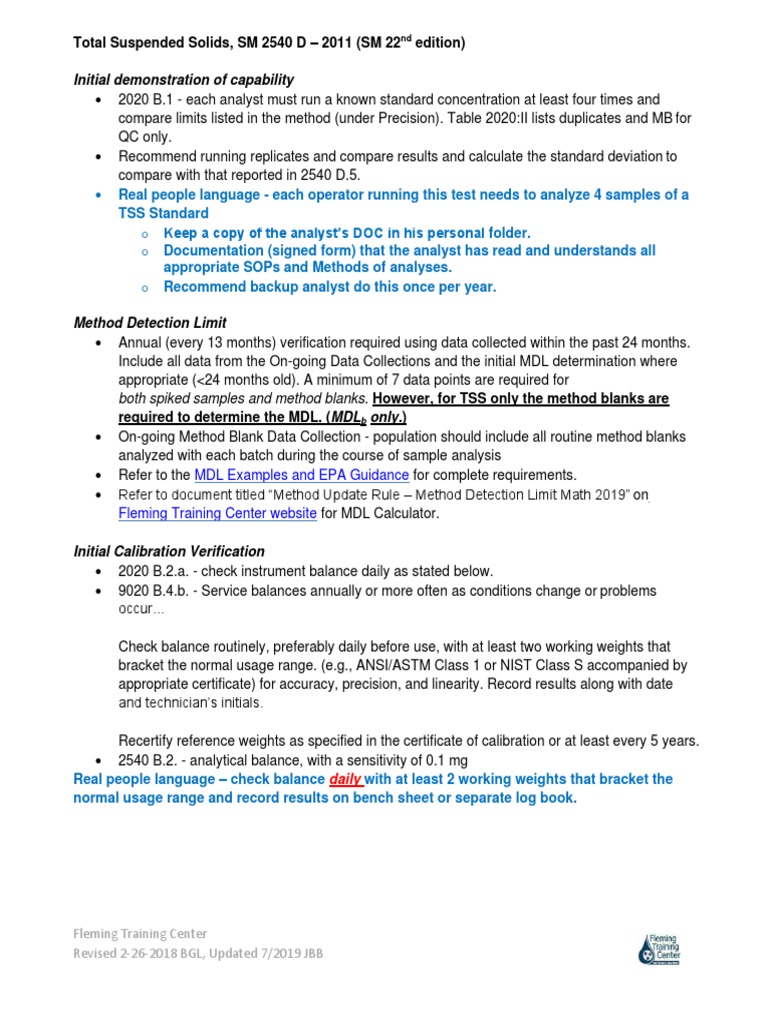 TSS Guidance SM 2540 D 2011 | PDF