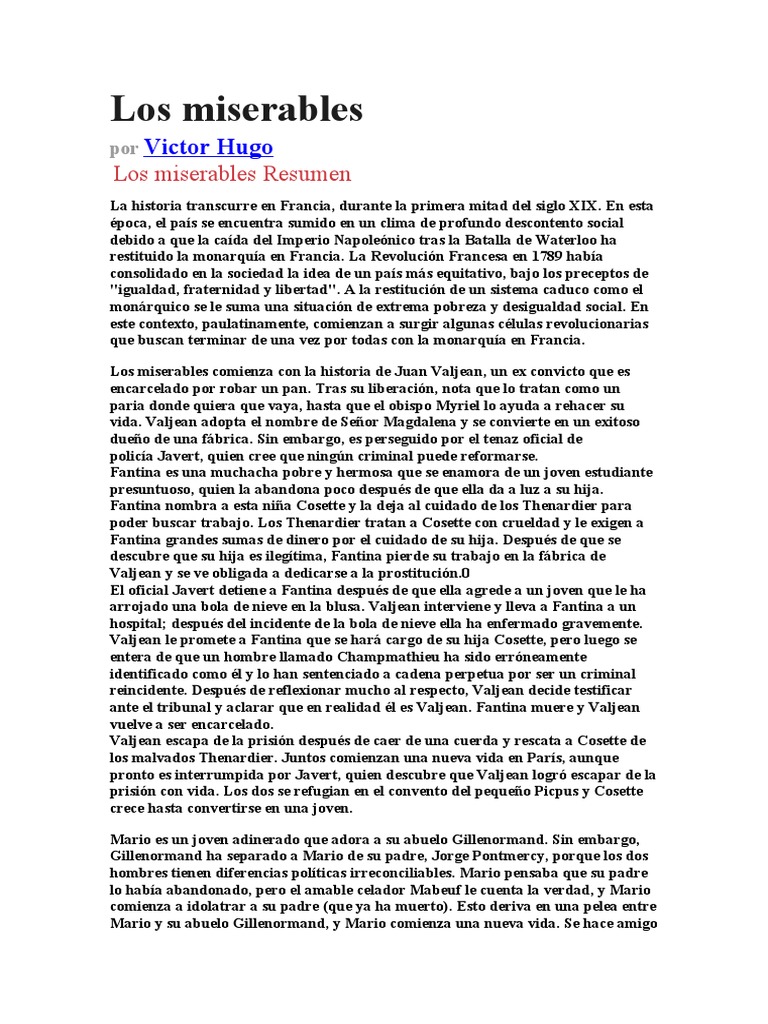 Los Miserables: Victor Hugo | PDF