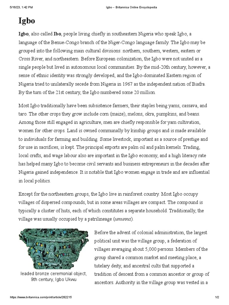 Igbo - Britannica | PDF