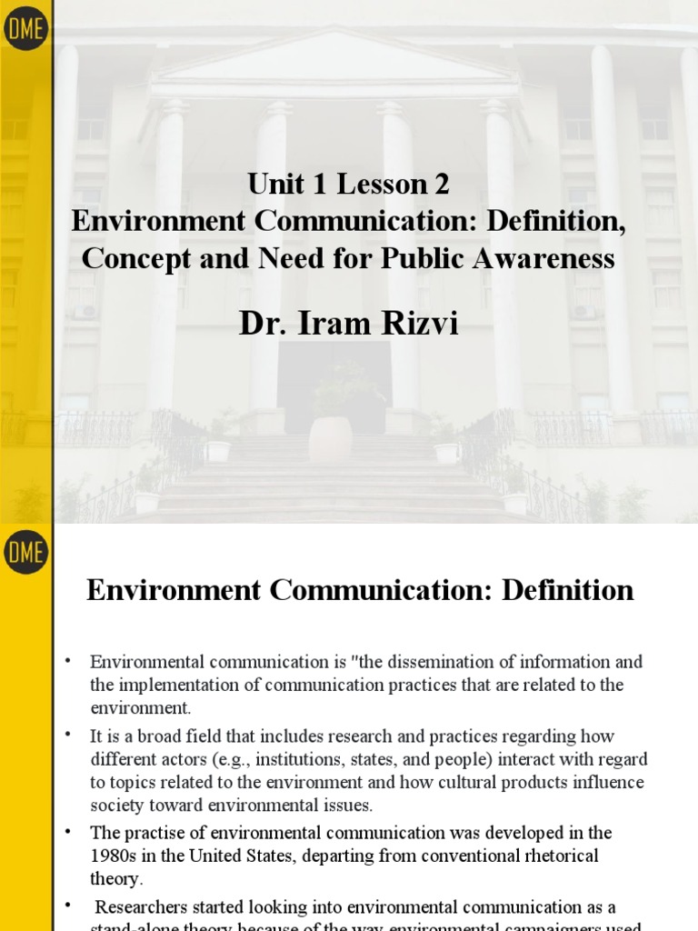 Unit 1 Lesson 2 Environment Communication: Definition, Concept and Need ...