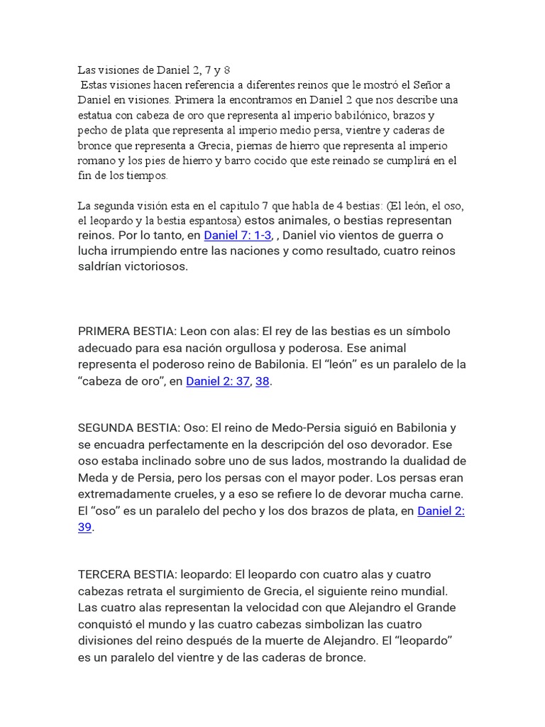 Visiones de Daniel: Reinos y Profecías | PDF | Daniel (figura bíblica ...