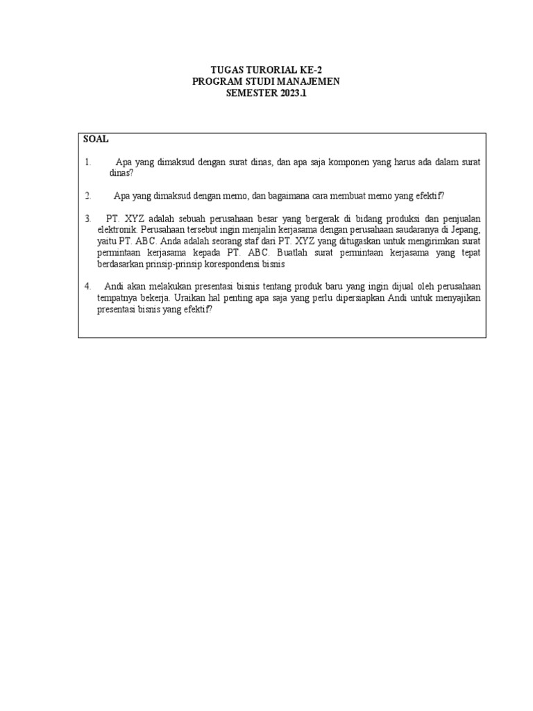 TT2 Komunikasi Bisnis | PDF