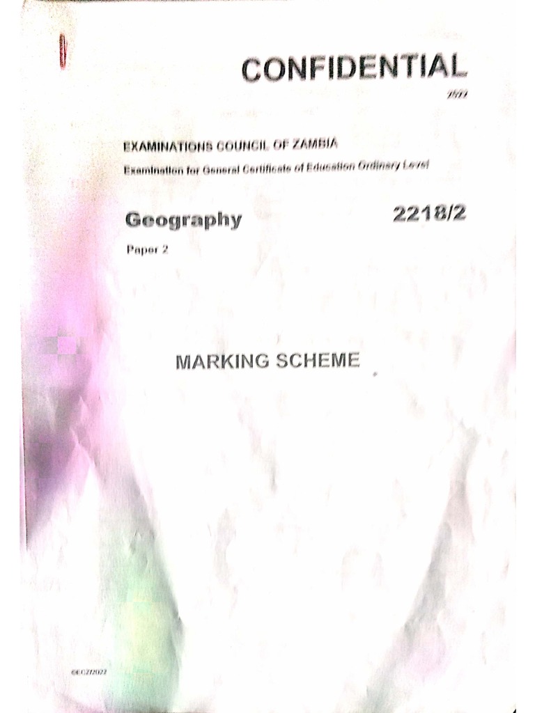 Geography 2022 Gce Marking Key p2 | PDF