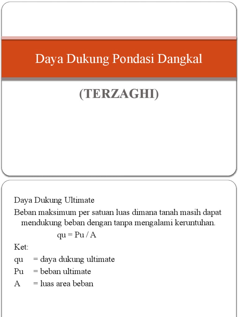 Daya Dukung Pondasi Dangkal Terzaghi | PDF