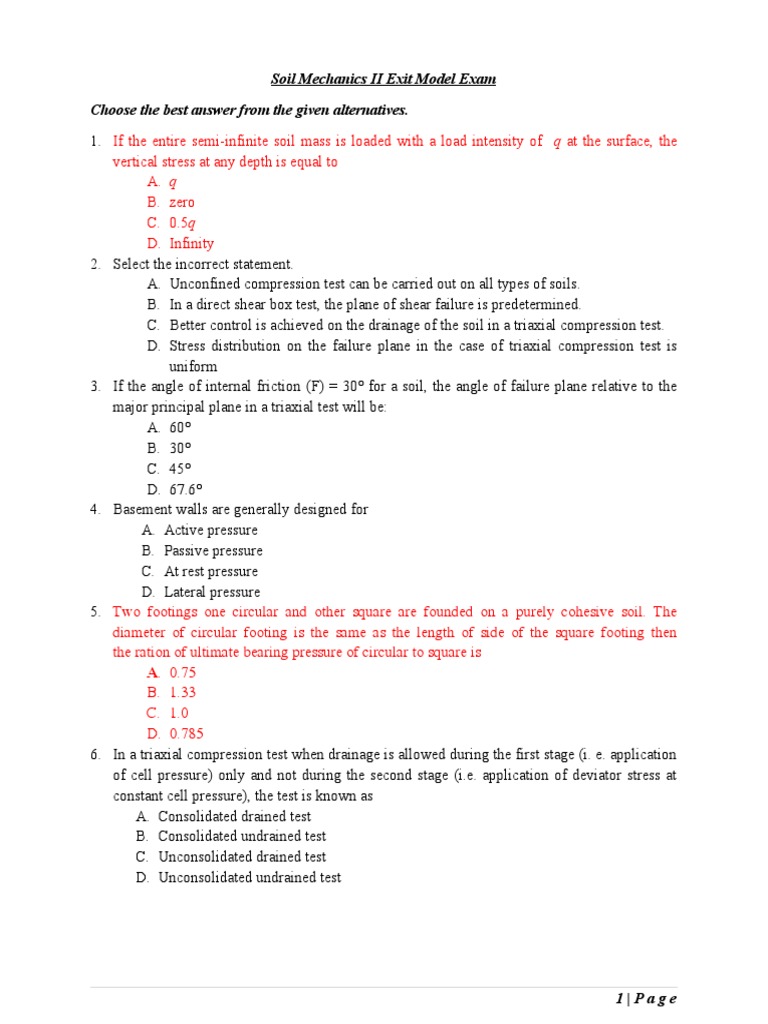 Soil Mechanics II Exam Questions | PDF