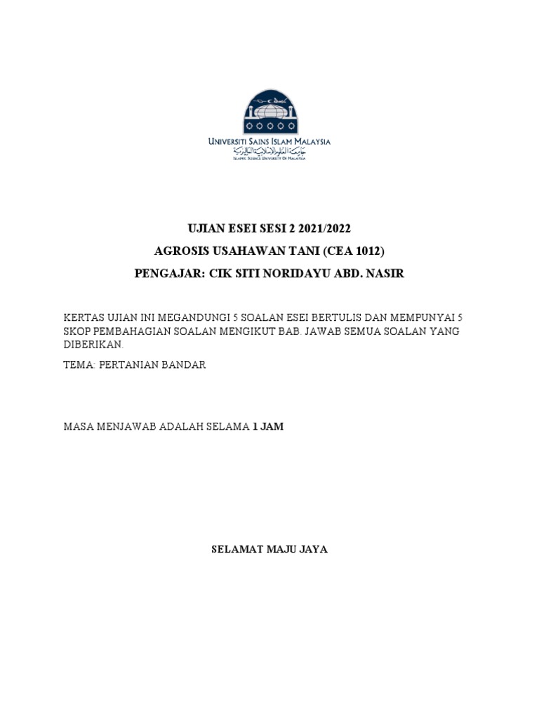 Kuiz Pertanian Bandar Cea 1012 | PDF