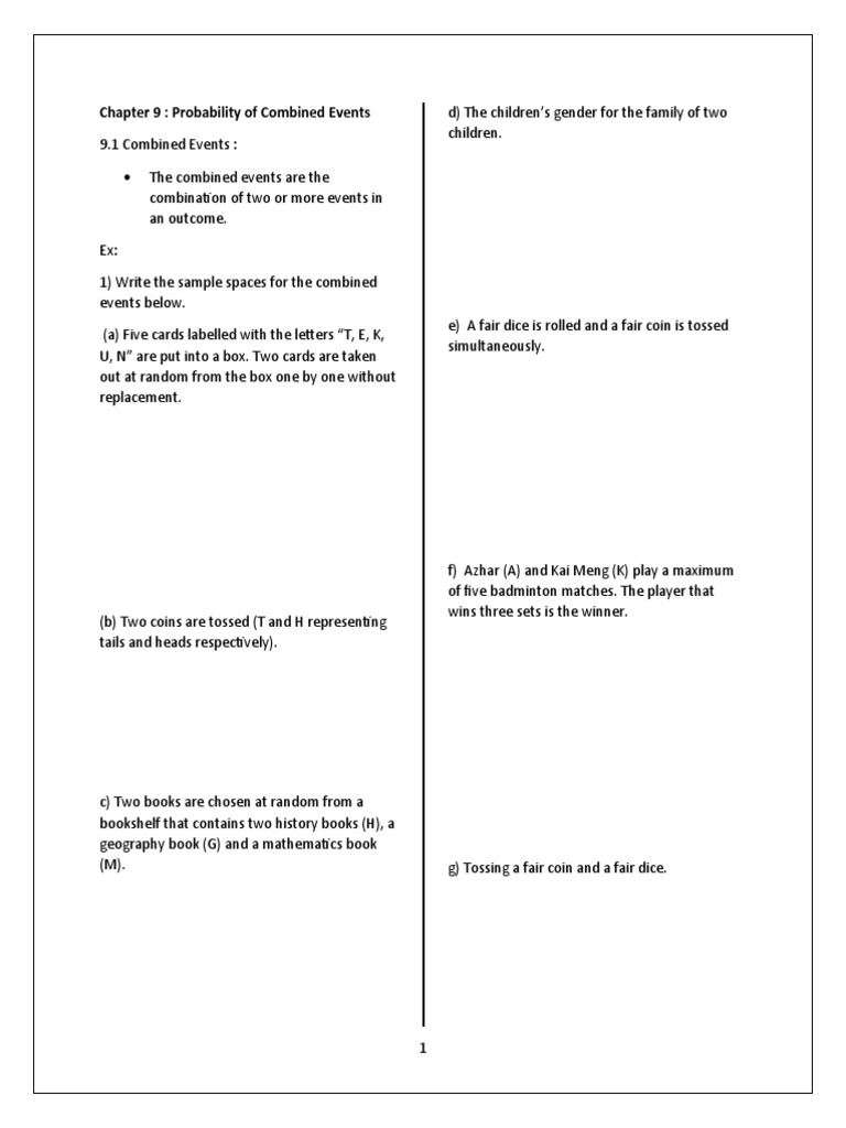 Combined Events Probability Explained | PDF
