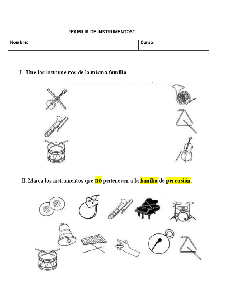 Familias De Instrumentos Para Imprimir