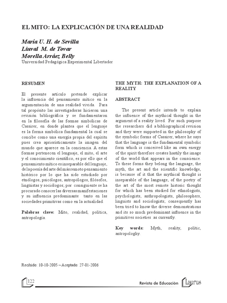 Mito. La Explicación de Una Realidad | PDF
