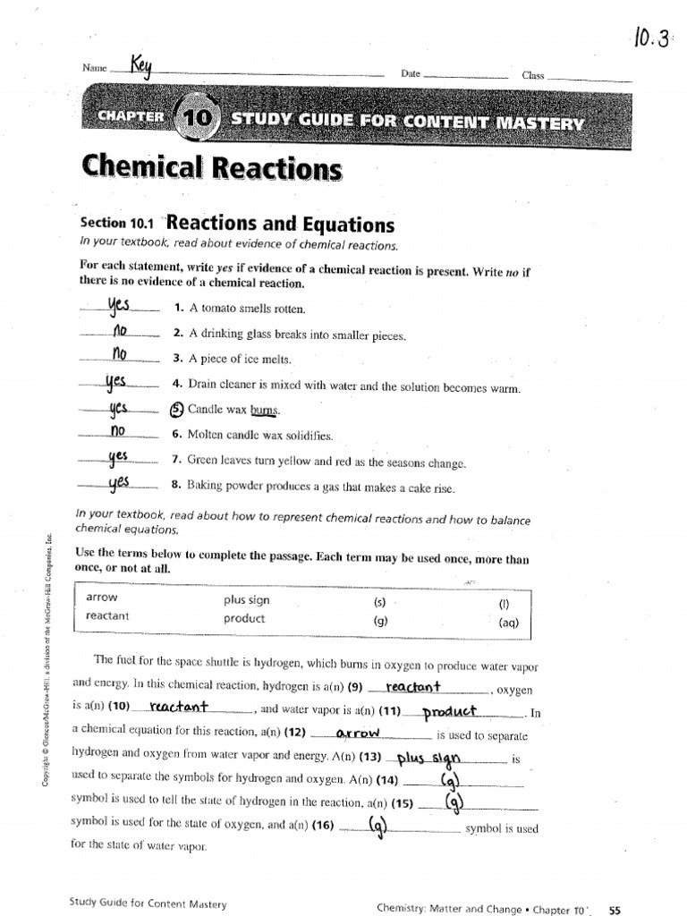 Chem Rxns WS 3 KEY | PDF