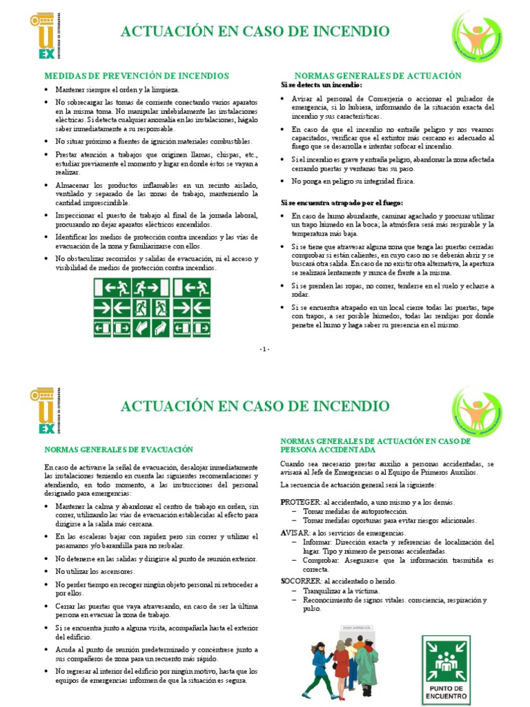 Actuacion en Caso Incendio | PDF