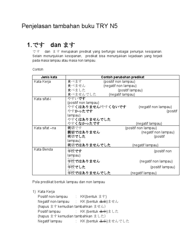 Penjelasan Buku TRY N5 Bab 2 | PDF