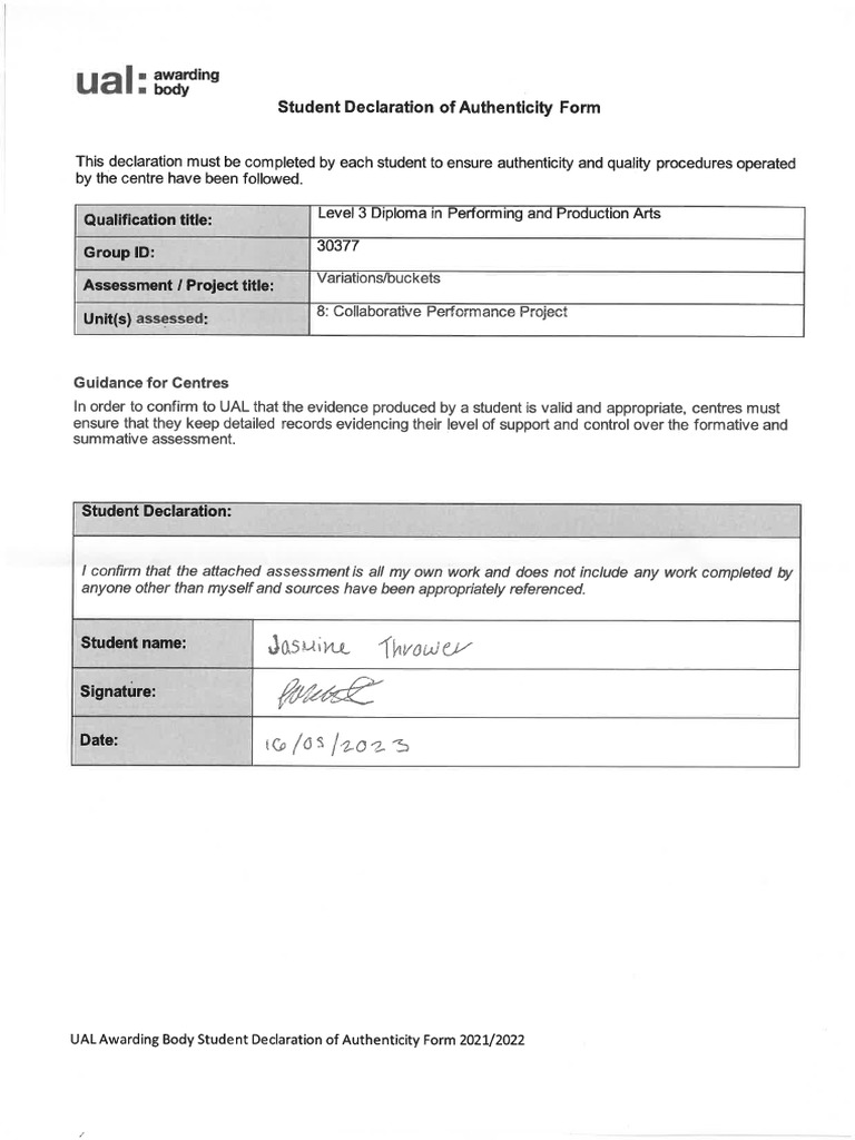 Authentication Form | PDF