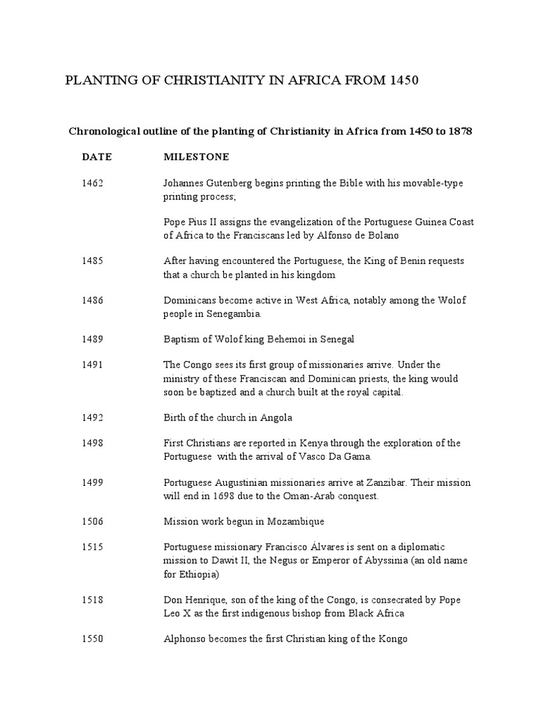 Planting of Christianity in Africa From 1450 | PDF