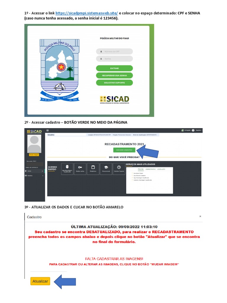 Atualização de Cadastro no SICAD | PDF