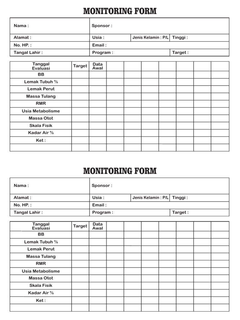 Monitoring Form TBL BLKJ | PDF