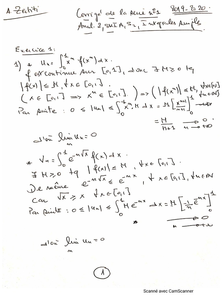 SMAI-2 - Corrigé TD, Série1, Analyse2 - ZERTITI | PDF