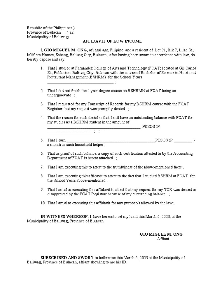 Request for Transcript of Records Affidavit: Explaining Inability to ... Request for Transcript of Records Affidavit: Explaining Inability to ...