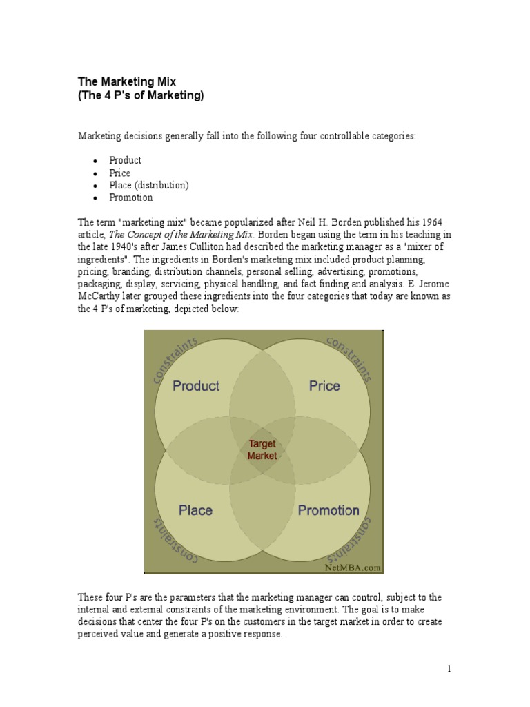 4 Ps Marketing Mix | PDF | Marketing | Pricing