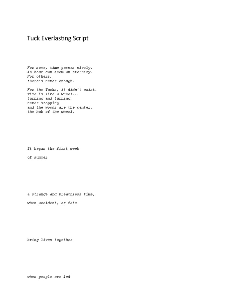 Tuck Everlasting Script | PDF
