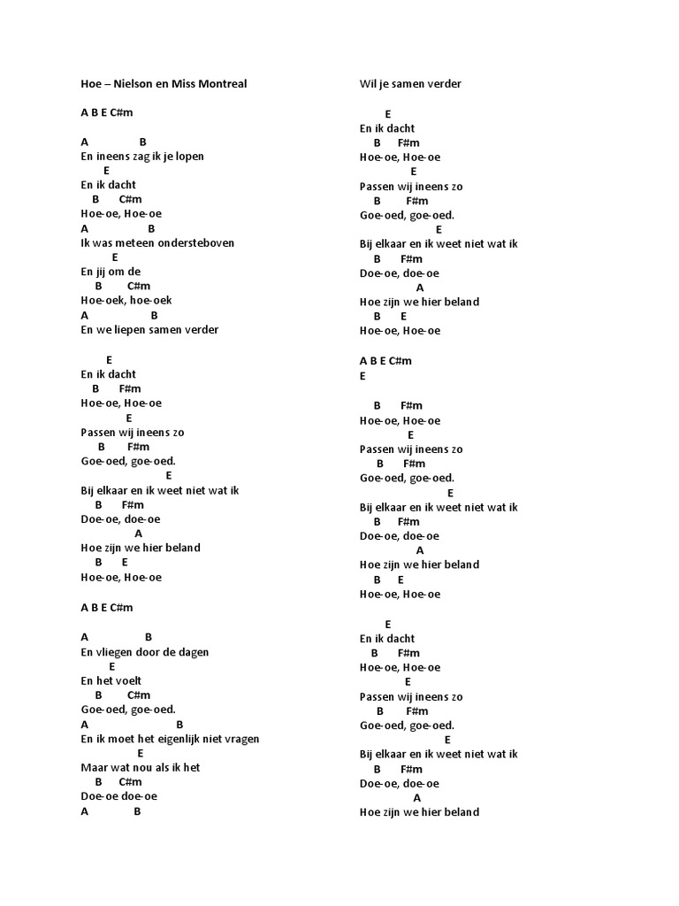 Hoe - Tekst en Akkoorden | PDF