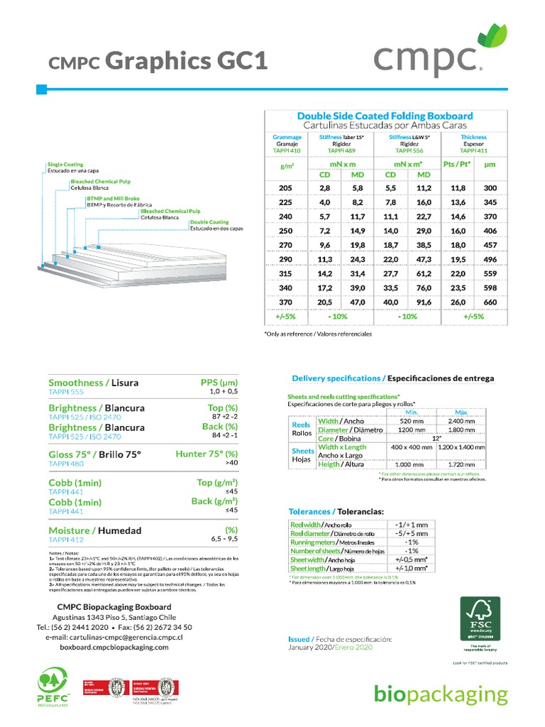 Cartulina CMPC Graphics GC1 | PDF
