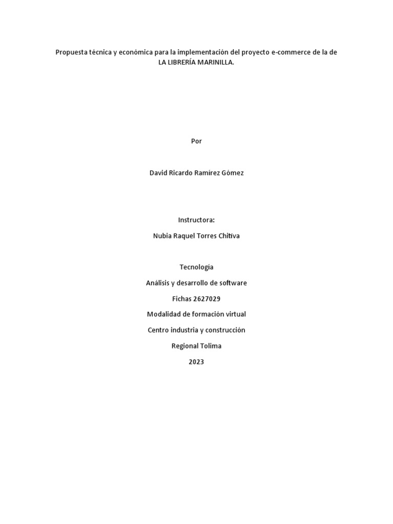 44 Propuesta Técnica y Económica para La Implementación Del Proyecto E-Commerce de La de LA ...