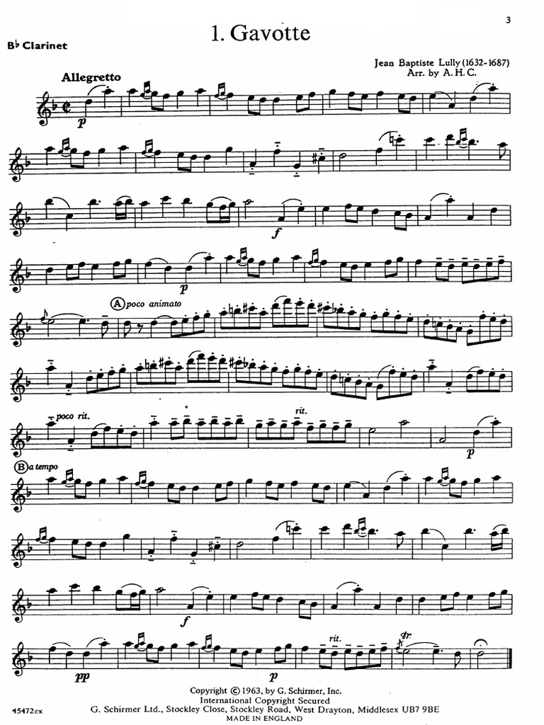 CLARINETE - PARTITURA - Solos Clássicos para Clarinete Soprano Sib | PDF