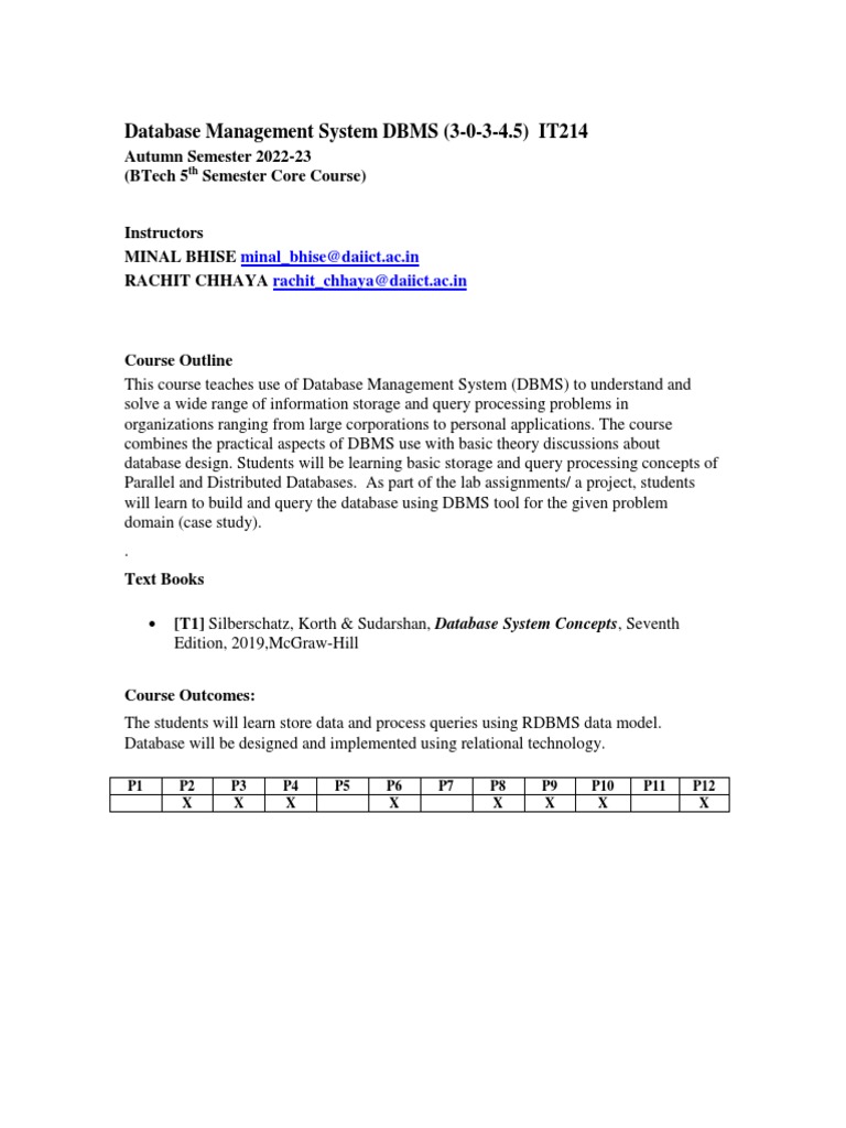 IT214 - DBMS Autumn 2022 | PDF | Databases | Relational Model IT214 - DBMS Autumn 2022 | PDF | Databases | Relational Model
