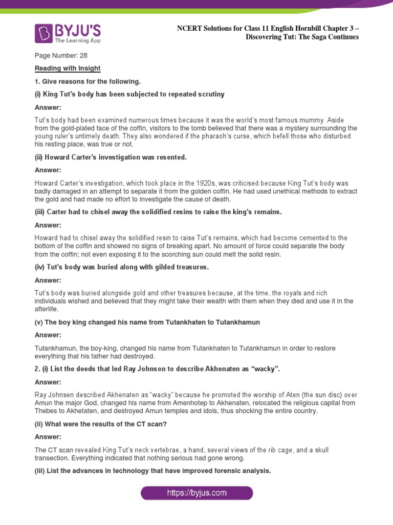 NCERT Solutions For Class 11 English Hornbill Reading Skills Chapter 3 ...