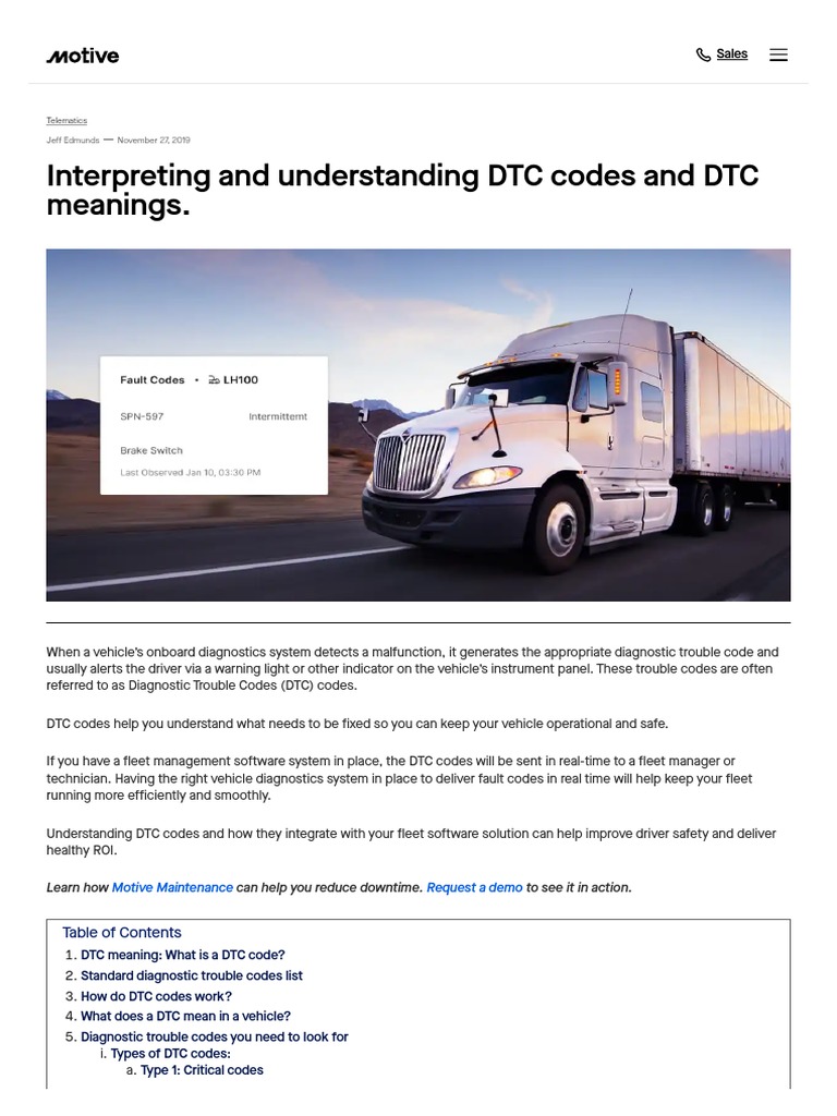 Understanding DTC Codes and DTC Meanings - Motive | PDF
