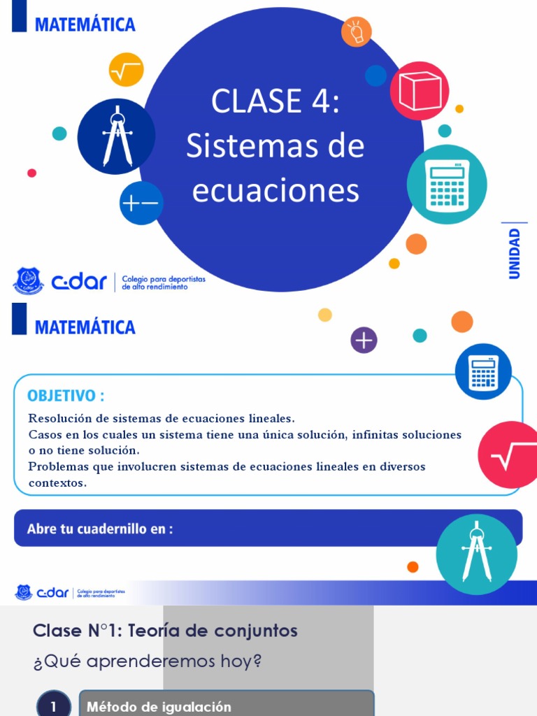 Matemática 4to-U2C4 | PDF | Sistema de ecuaciones lineales | Ecuaciones