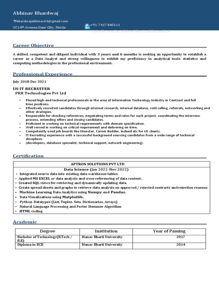 CV - Abhinav Bhardwaj-1 | PDF