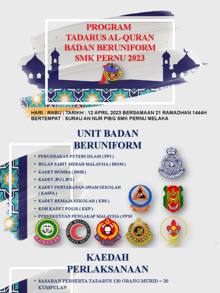 Program Tadarus Badan Beruniform 2023 | PDF