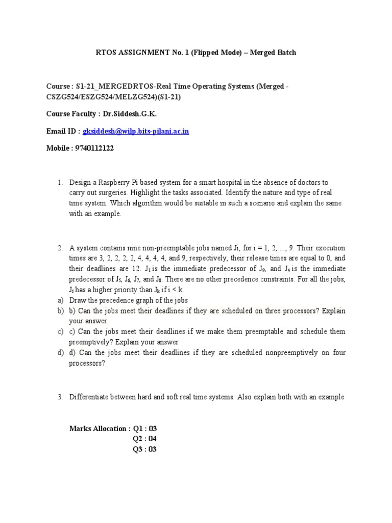 RTOS Assignment - Merged Group | PDF