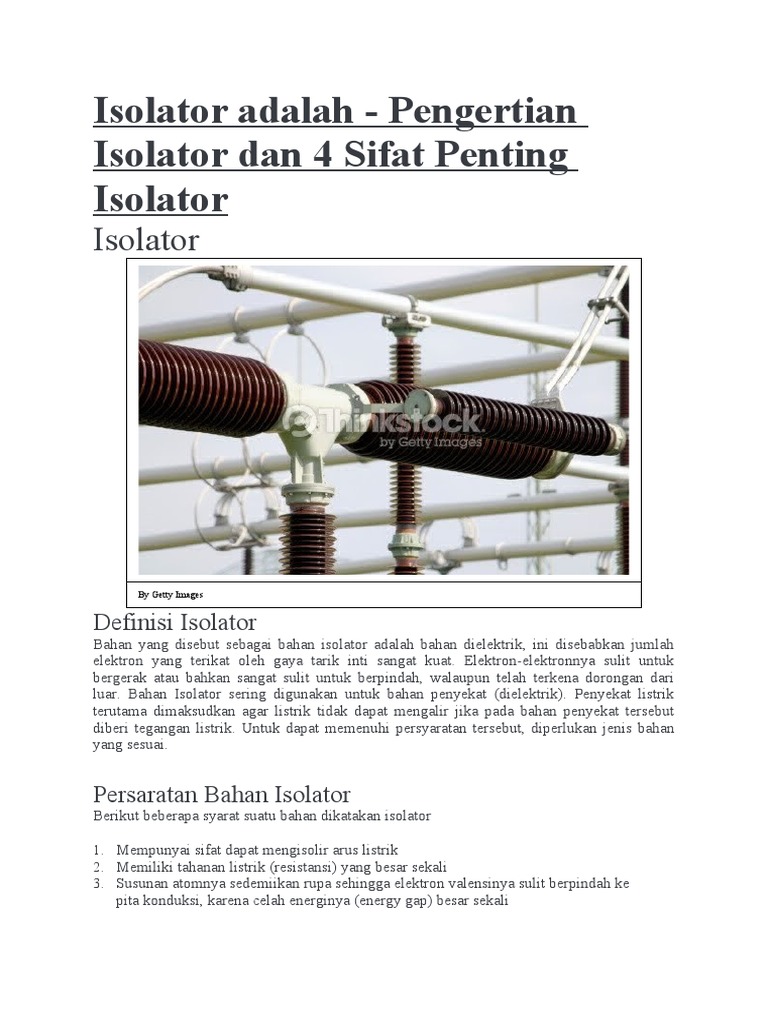 Isolator Adalah - Pengertian Isolator Dan 4 Sifat Penting Isolator | PDF