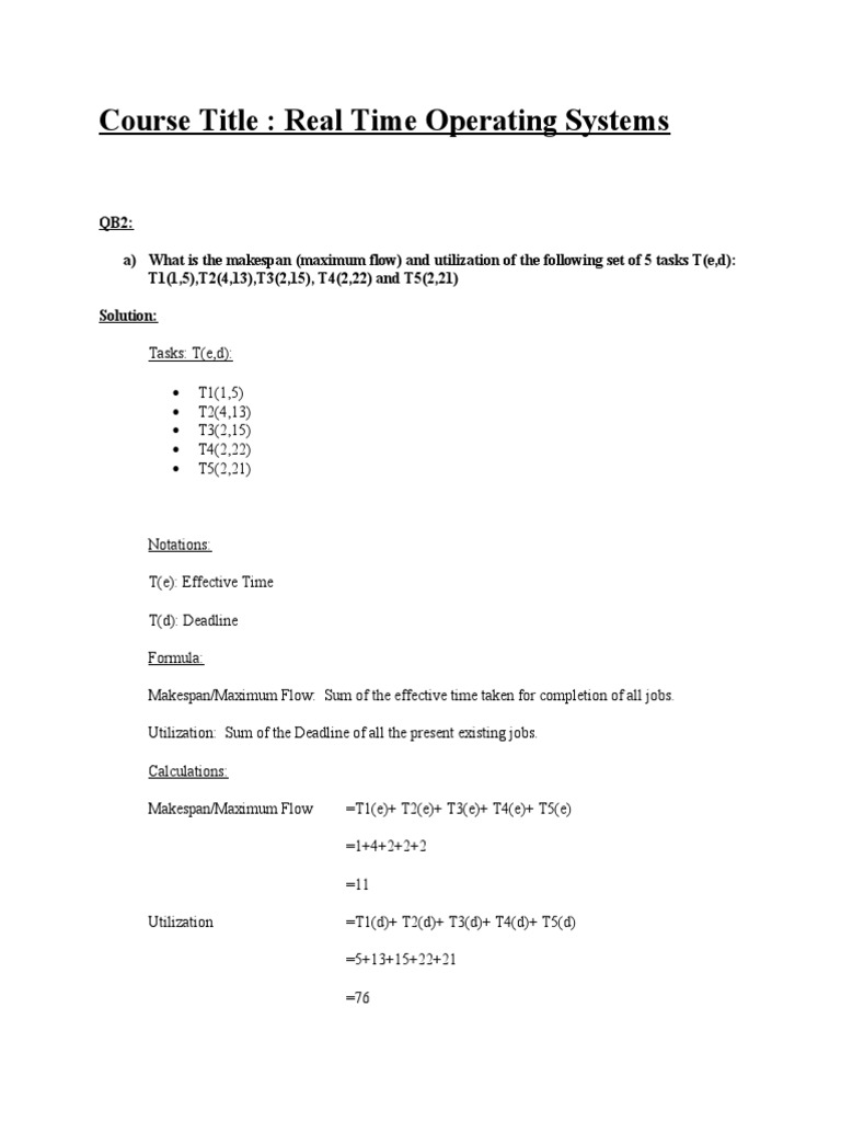 Rtos Assignment QB2 | PDF