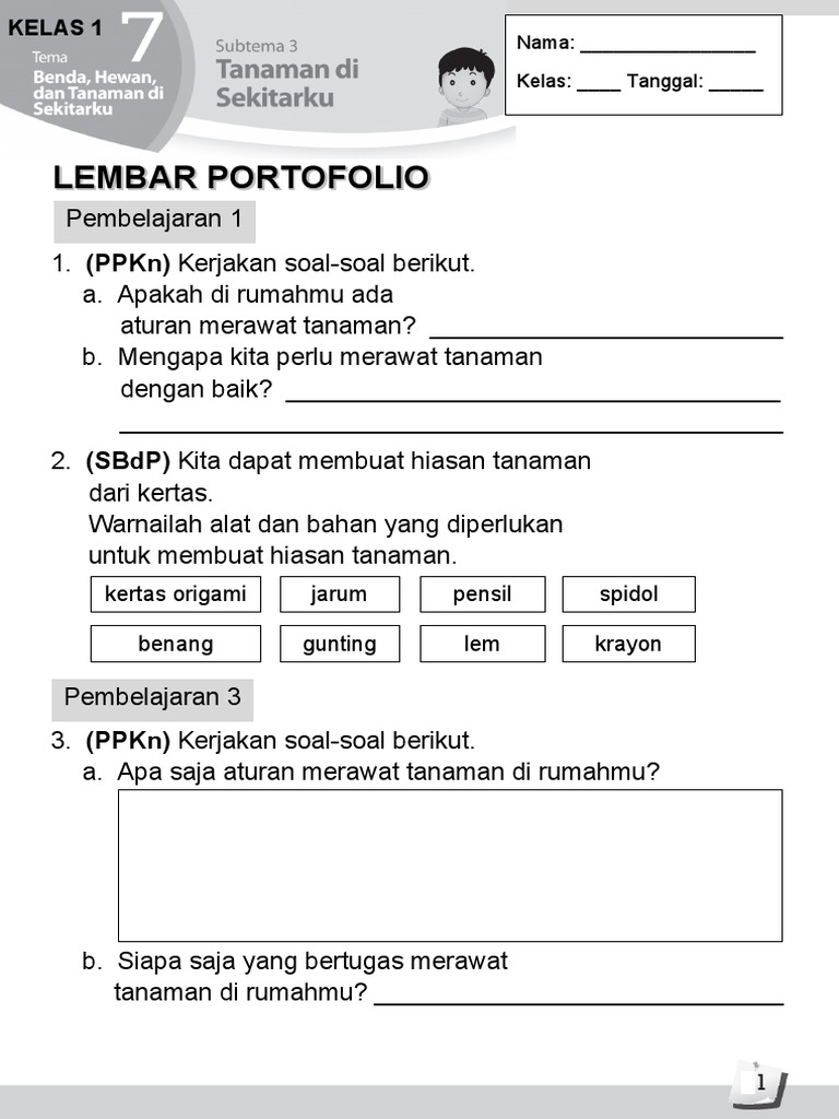 LEMBAR PORTOFOLIO BUPENA 1D Tema 7 Sub 3 | PDF
